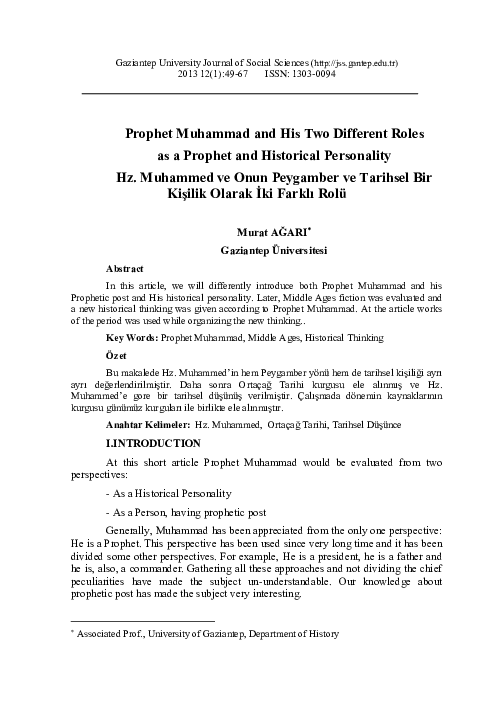 (PDF) Prophet Muhammad and His Two Different Roles as a Prophet and ...