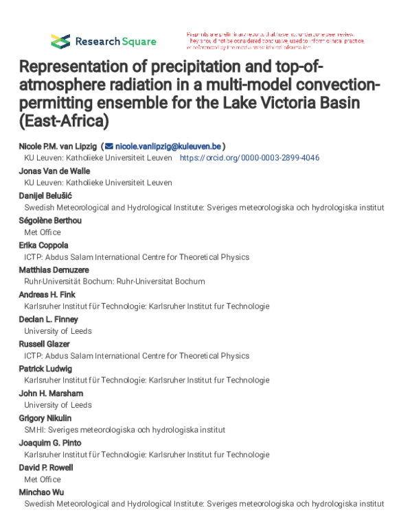 (PDF) Representation of precipitation and top-of-atmosphere radiation ...