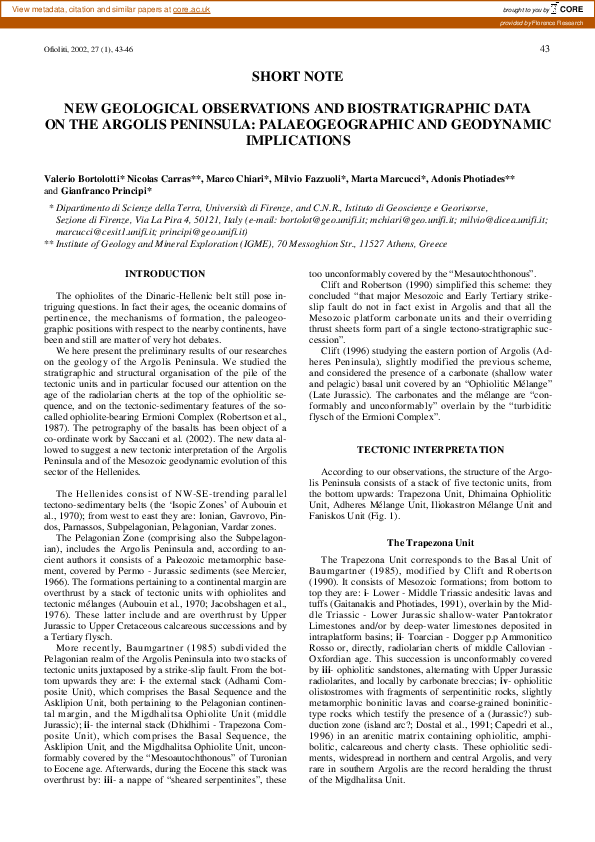 (PDF) New Geological Observations and Biostratigraphic Data on the ...