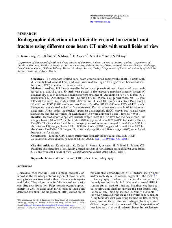 (PDF) Radiographic detection of artificially created horizontal root ...