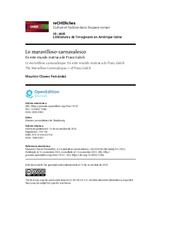 (PDF) Lo maravilloso-carnavalesco. En este mundo matraca de Franz Galich