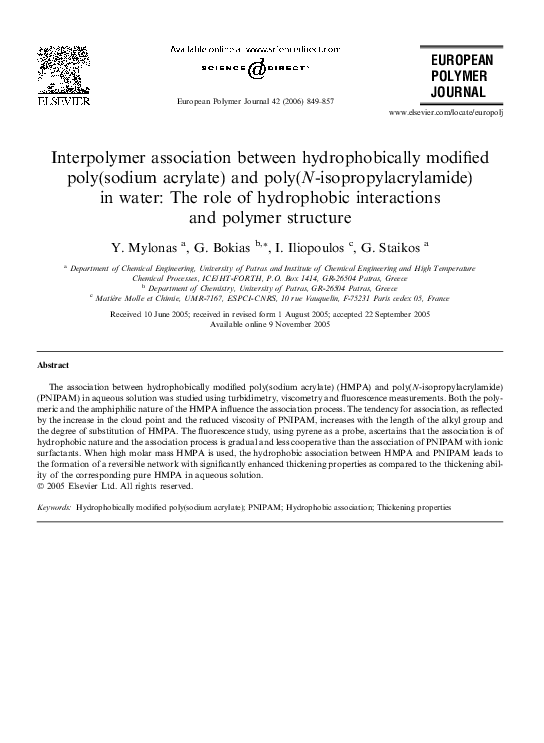 (PDF) Interpolymer association between hydrophobically modified poly ...