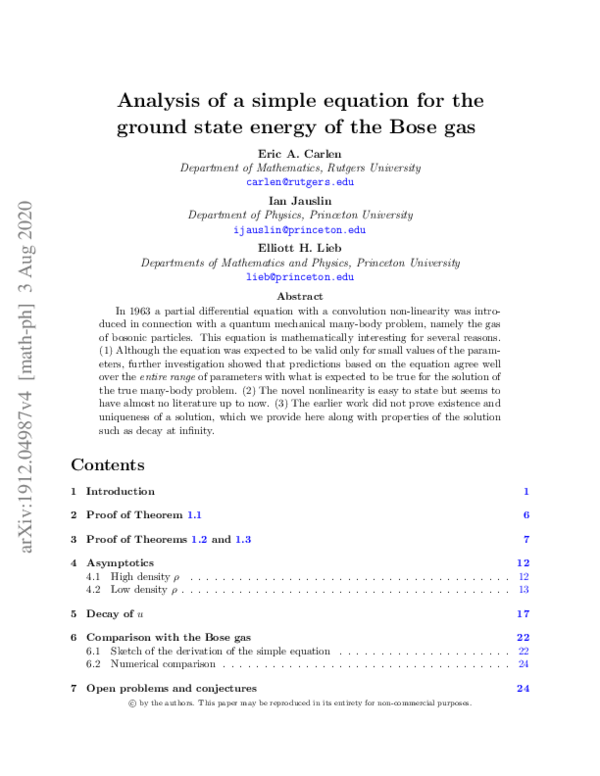 (PDF) Analysis of a simple equation for the ground state energy of the ...
