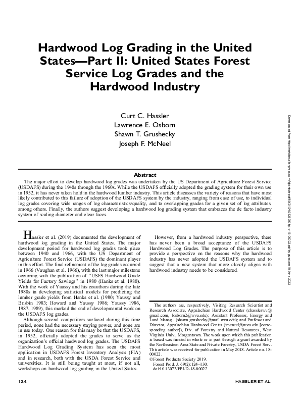 (PDF) Hardwood Log Grading in the United States—Part II: United States ...