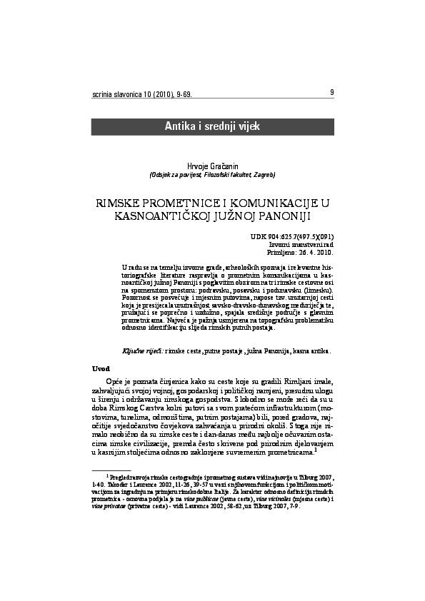 (PDF) Rimske prometnice i komunikacije u kasnoantičkoj južnoj Panoniji (Roman Roads and ...