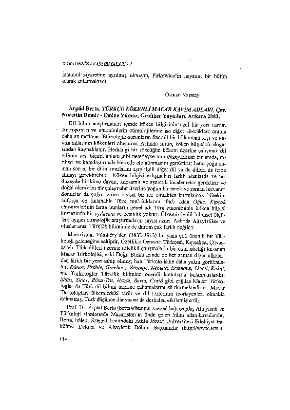 (PDF) Arpad Berta Türkçe Kökenli Kavim Adları Üzerine/ Yayın ...