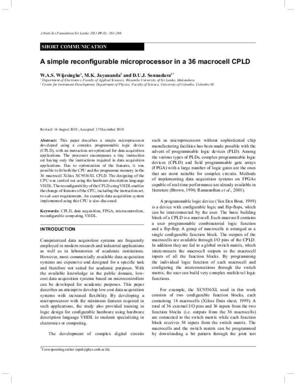 (PDF) A simple reconfigurable microprocessor in a 36 macrocell CPLD