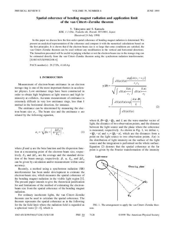 (PDF) Spatial coherence of bending magnet radiation and application ...