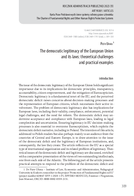 (PDF) The democratic legitimacy of the European Union and its laws ...