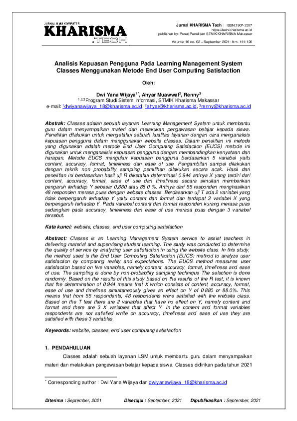 (PDF) Analisis Kepuasan Pengguna Pada Learning Management System ...