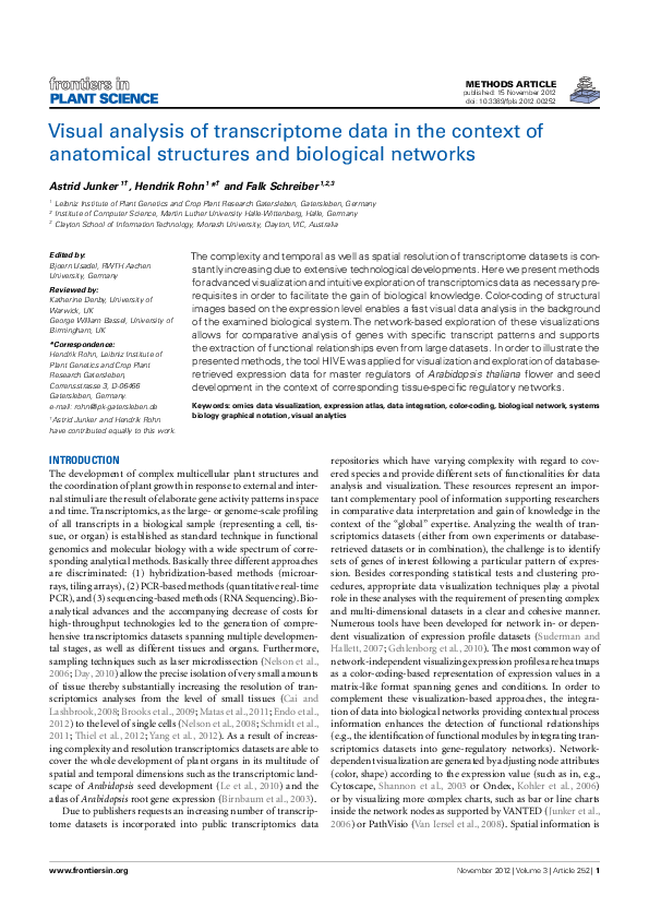(PDF) Visual analysis of transcriptome data in the context of ...