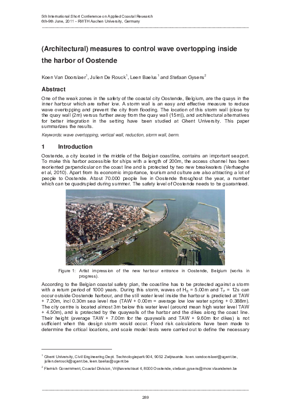 (PDF) (Architectural) measures to control wave overtopping inside the ...