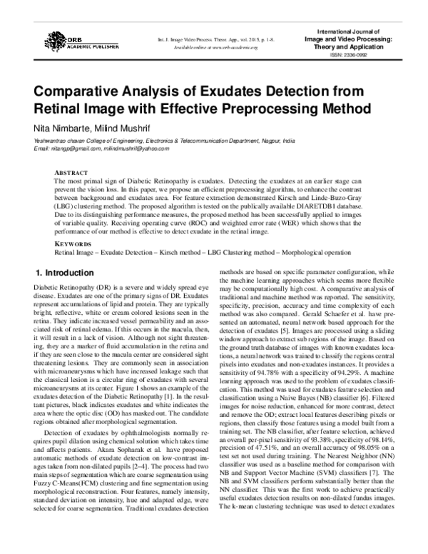 (PDF) Comparative Analysis of Exudates Detection from Retinal Image ...