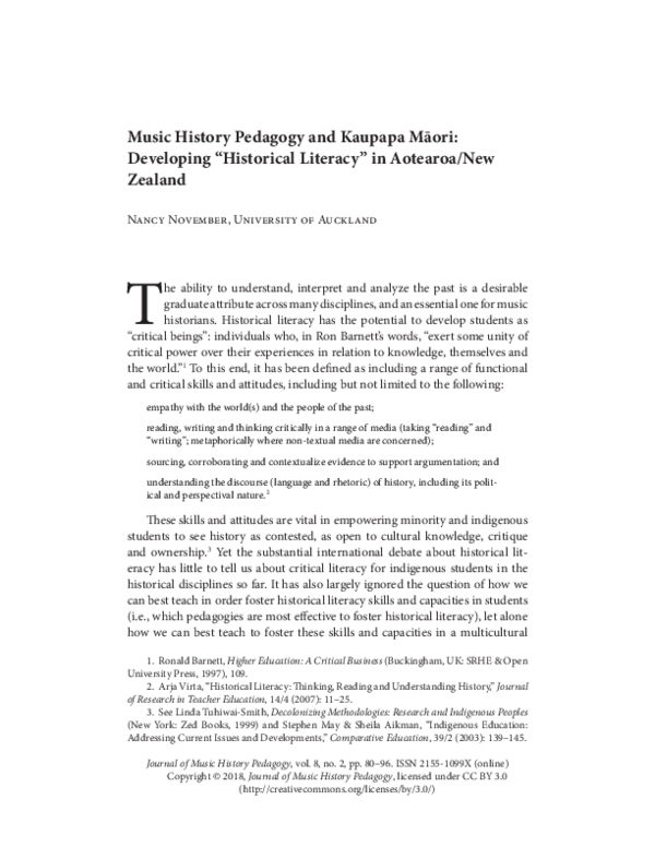 (PDF) Music History Pedagogy and Kaupapa Māori: Developing “Historical ...
