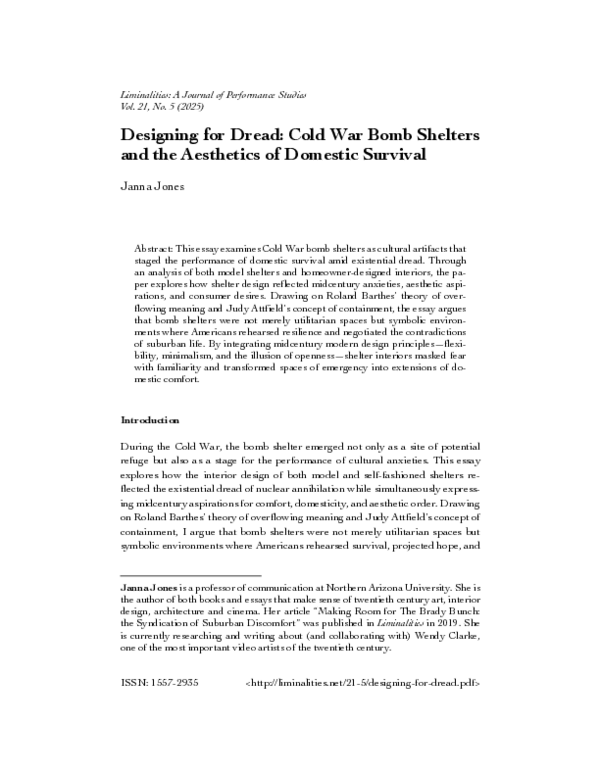 (PDF) Designing for Dread: Cold War Bomb Shelters and the Aesthetics of ...