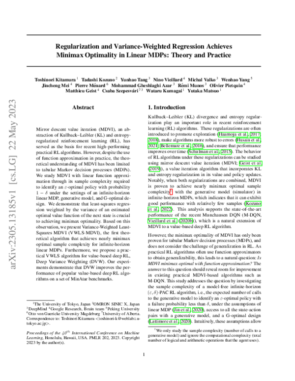 (PDF) Regularization and Variance-Weighted Regression Achieves Minimax ...