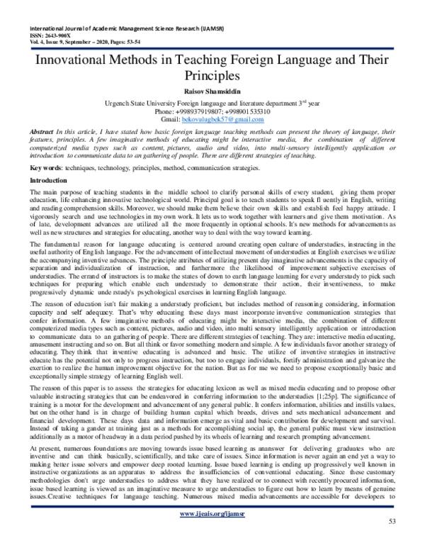 (PDF) Innovational Methods in Teaching Foreign Language and Their ...