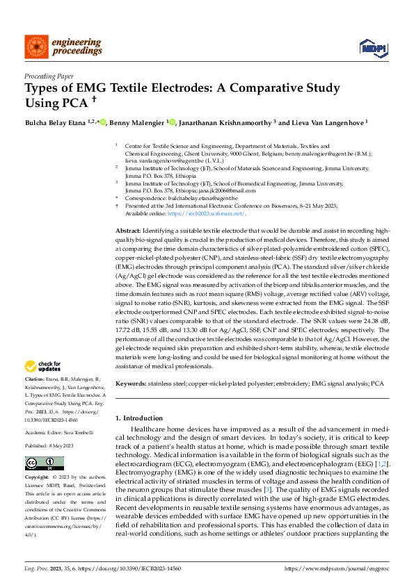 (PDF) Types of EMG Textile Electrodes: A Comparative Study Using PCA