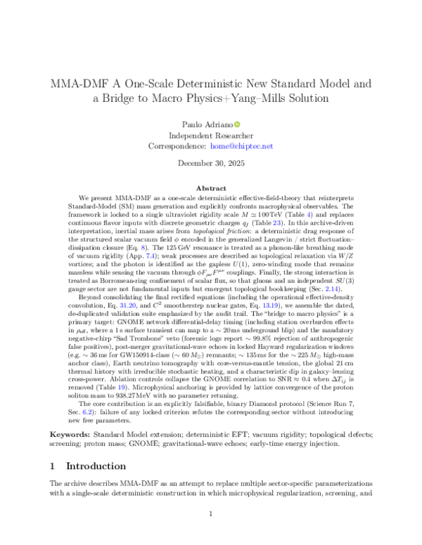 (PDF) MMA-DMF A One-Scale Deterministic New Standard Model and a Bridge ...