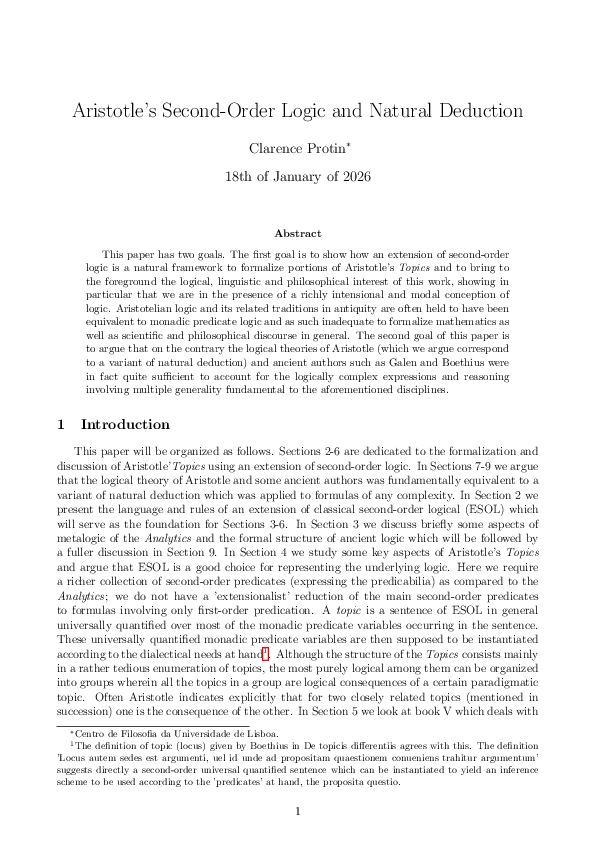 (PDF) Aristotle's Second-Order Logic and Natural Deduction