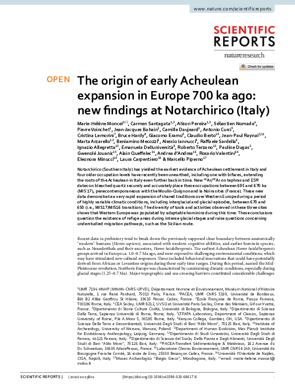 (PDF) The origin of early Acheulean expansion in Europe 700 ka ago: new ...