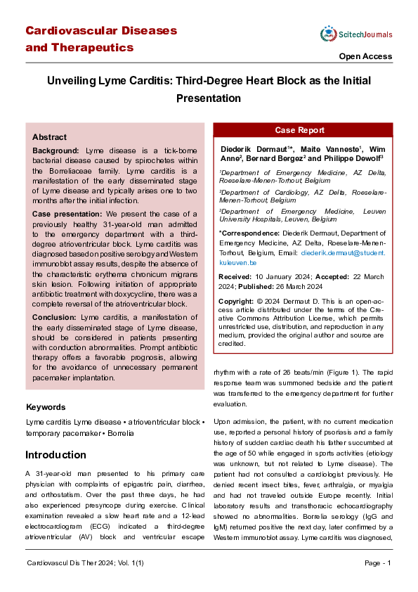 (PDF) Unveiling Lyme Carditis: Third-Degree Heart Block as the Initial ...