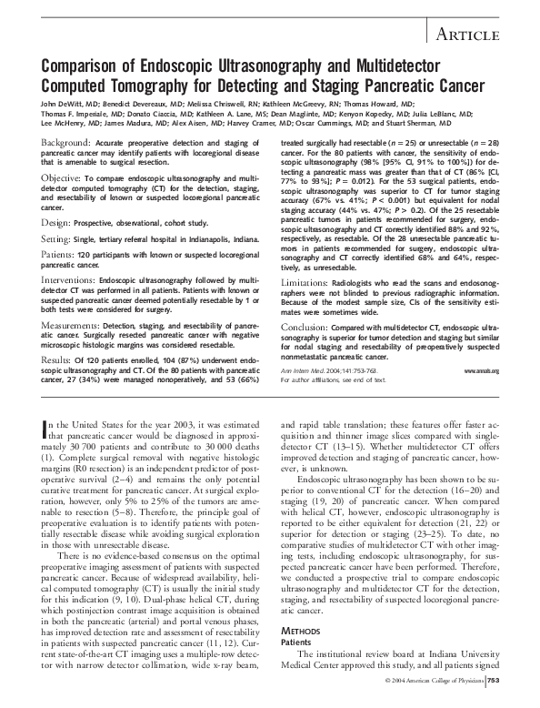 (PDF) Comparison of Endoscopic Ultrasonography and Multidetector ...