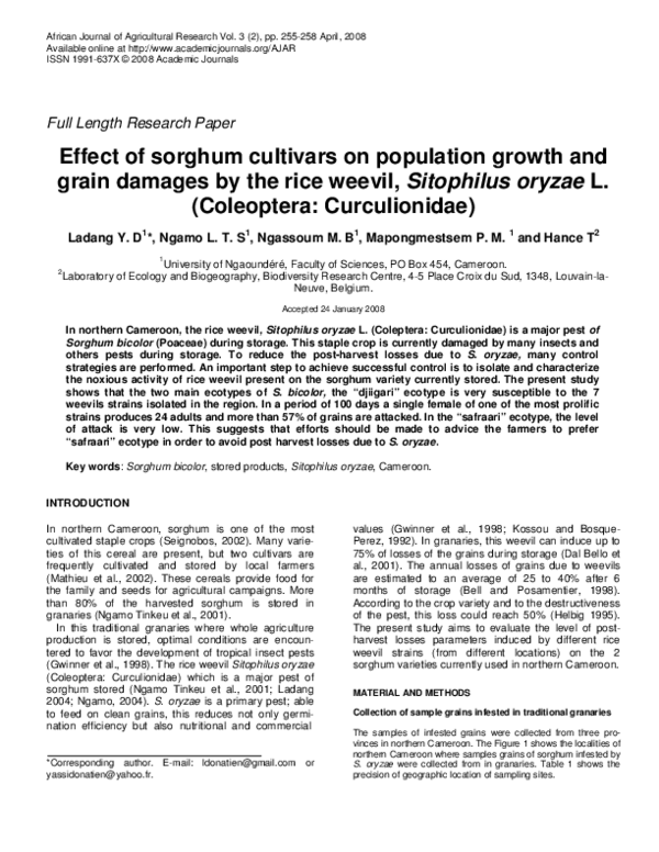 (PDF) Effect of sorghum cultivars on population growth and grain ...