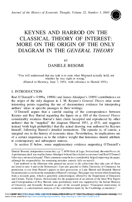 (PDF) Keynes and Harrod on the Classical Theory of Interest: More on ...