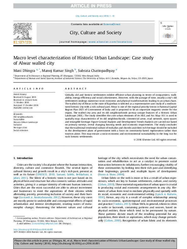 (PDF) Macro level characterization of Historic Urban Landscape: Case ...