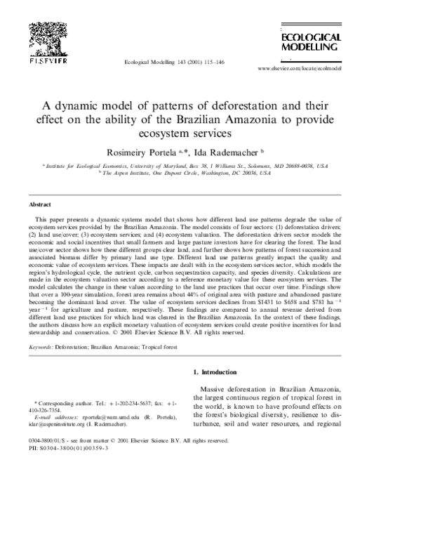 (PDF) A dynamic model of patterns of deforestation and their effect on ...