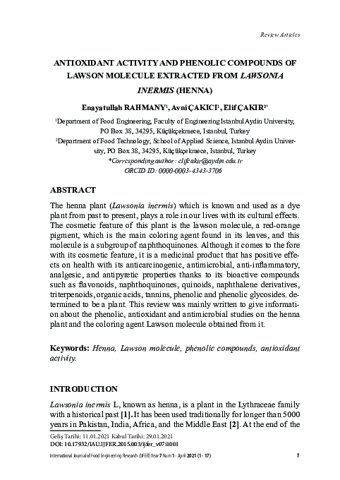 (PDF) Antioxidant Activity and Phenolic Compounds of Lawson Molecule ...