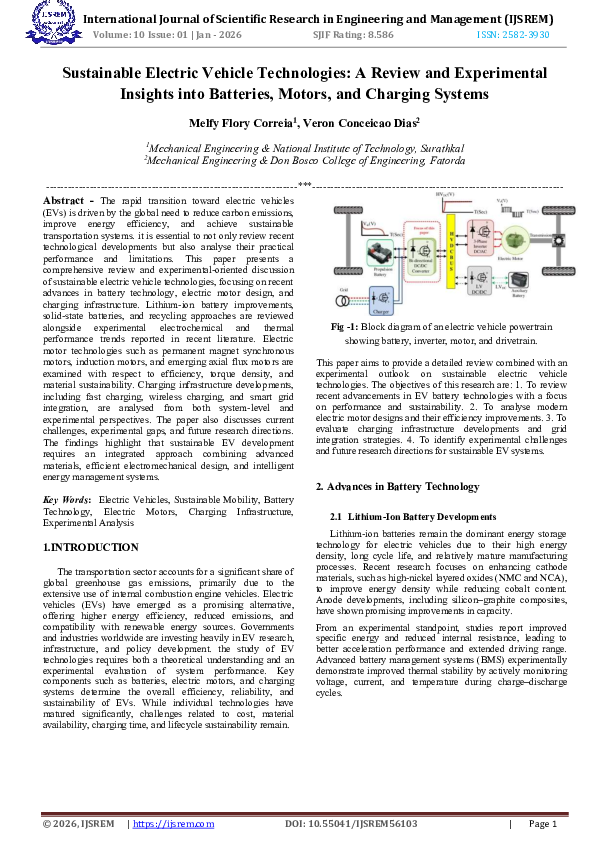 (PDF) Sustainable Electric Vehicle Technologies: A Review and ...