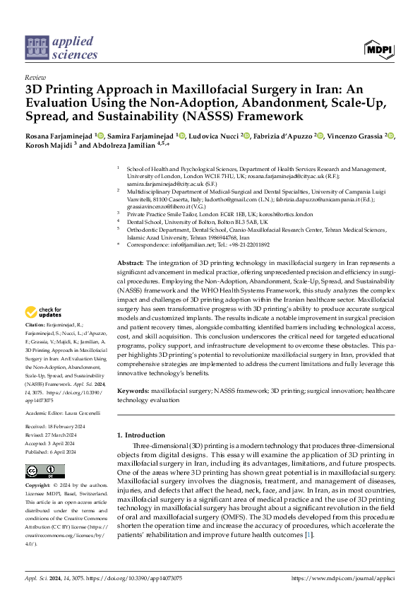 (PDF) 3D Printing Approach in Maxillofacial Surgery in Iran: An ...