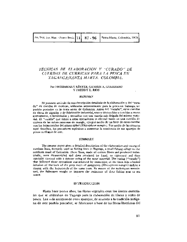 (PDF) Tecnicas de elaboracion y "curado" de cuerdas de currican para la ...