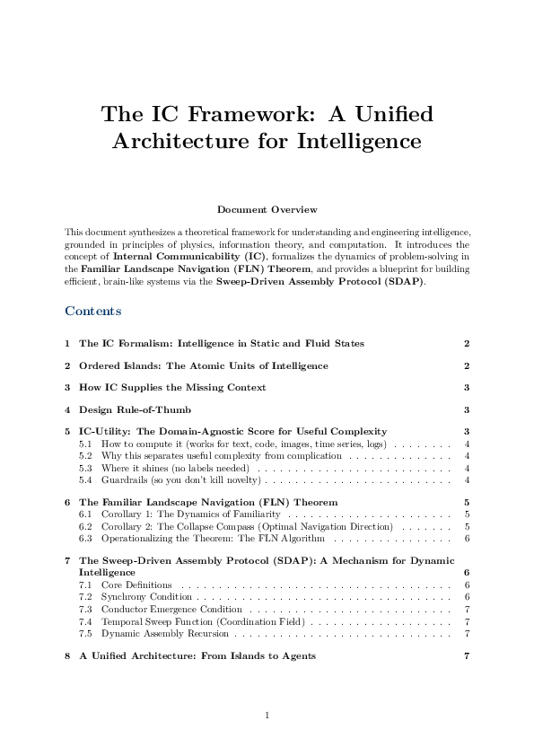 (PDF) The IC Framework: A Unified Architecture for Intelligence