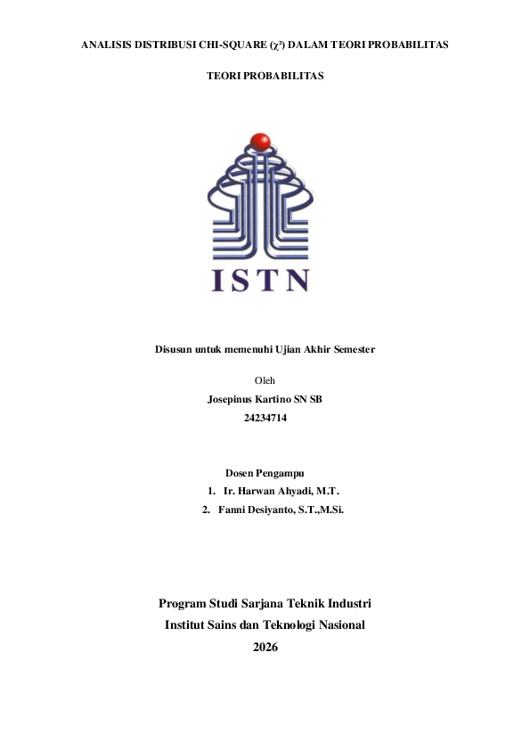 (PDF) ANALISIS DISTRIBUSI CHI-SQUARE (χ²) DALAM TEORI PROBABILITAS ...