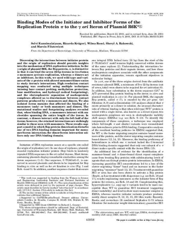 (PDF) Binding Modes of the Initiator and Inhibitor Forms of the ...