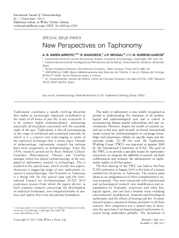 (PDF) New Perspectives on Taphonomy