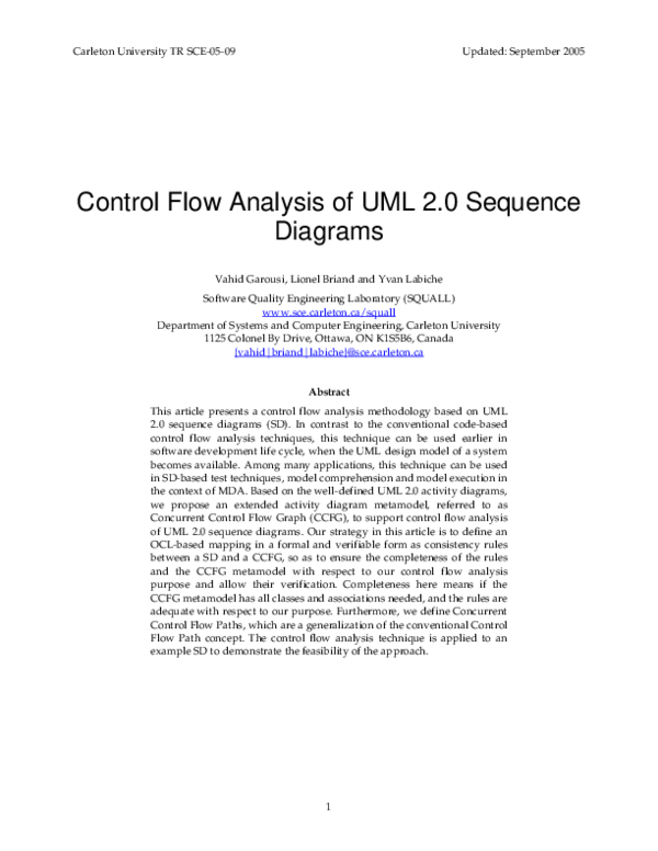 (PDF) Control Flow Analysis of UML 2.0 Sequence Diagrams