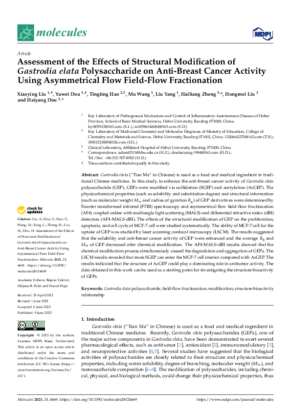(PDF) Assessment of the Effects of Structural Modification of Gastrodia ...