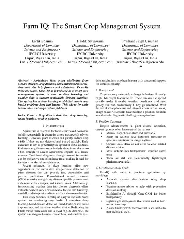 (PDF) Farm IQ: The Smart Crop Management System