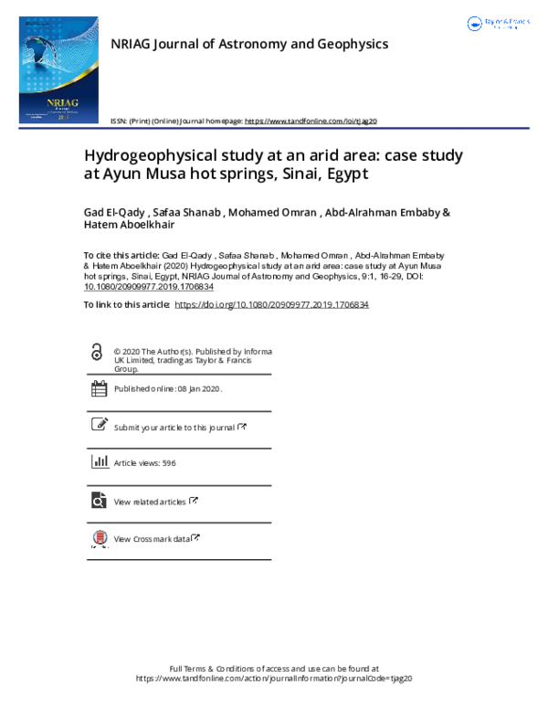 (PDF) Hydrogeophysical study at an arid area: case study at Ayun Musa ...