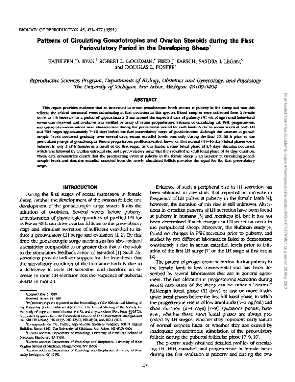(PDF) Patterns of Circulating Gonadotropins and Ovarian Steroids during ...