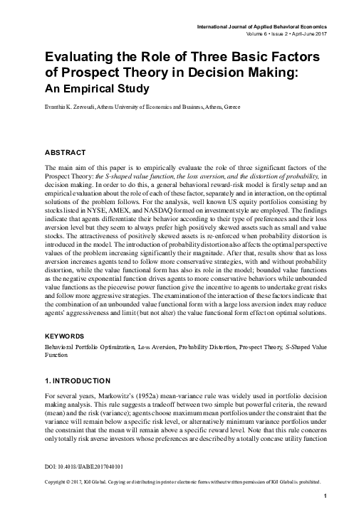 (PDF) Evaluating the Role of Three Basic Factors of Prospect Theory in ...