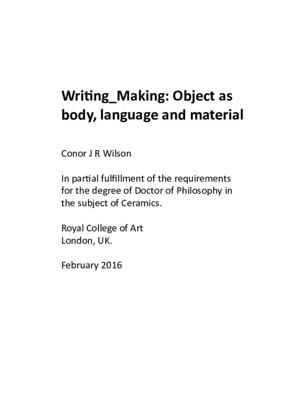 (PDF) Writing_making : object as body, language and material