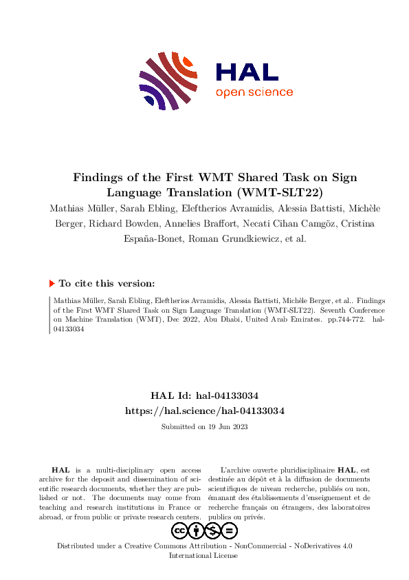 (PDF) Findings of the First WMT Shared Task on Sign Language ...