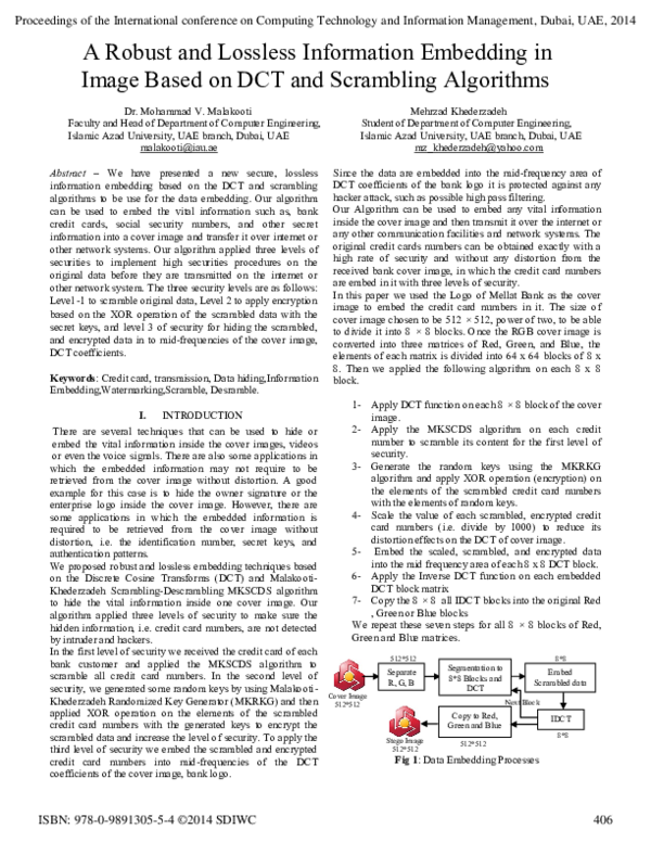 (PDF) A Robust and Lossless Information Embedding in Image Based on DCT ...
