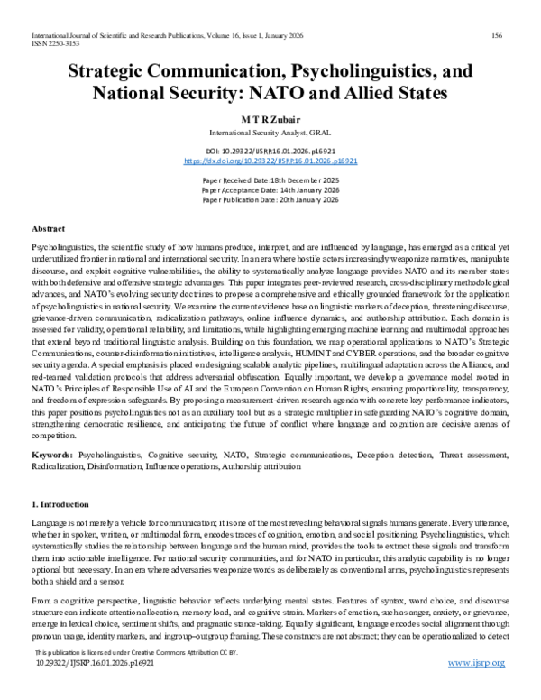 (PDF) Strategic Communication, Psycholinguistics, and National Security ...