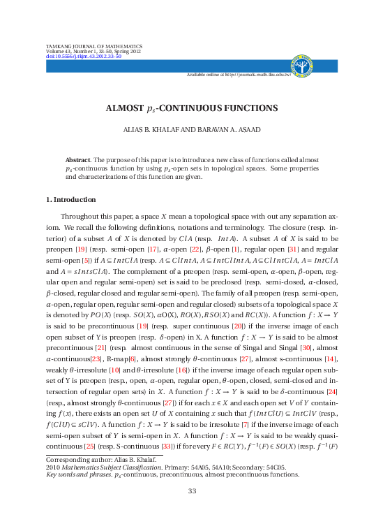 (PDF) Almost ps-continuous functions